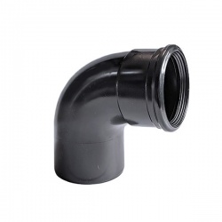 110mm Economy Soil 90° Bend S/S Black - www.drainagefittings.co.uk