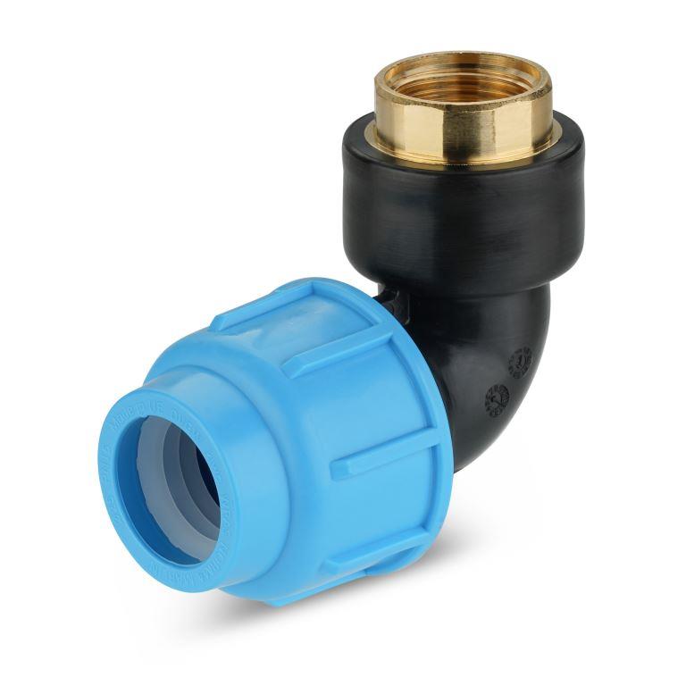 20mm MDPE Elbow x ½” Brass Female BSP - www.drainagefittings.co.uk