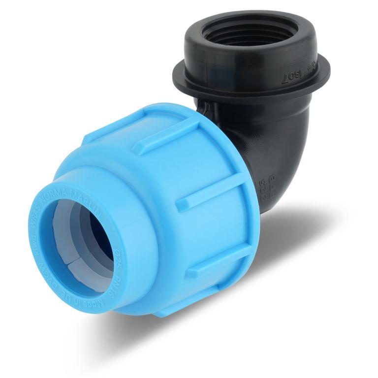 50mm MDPE Elbow x 1½" Female BSP - www.drainagefittings.co.uk