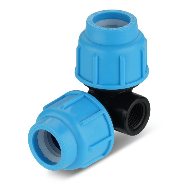 25mm MDPE Elbow x ½” Female BSP Centre Outlet - www.drainagefittings.co.uk