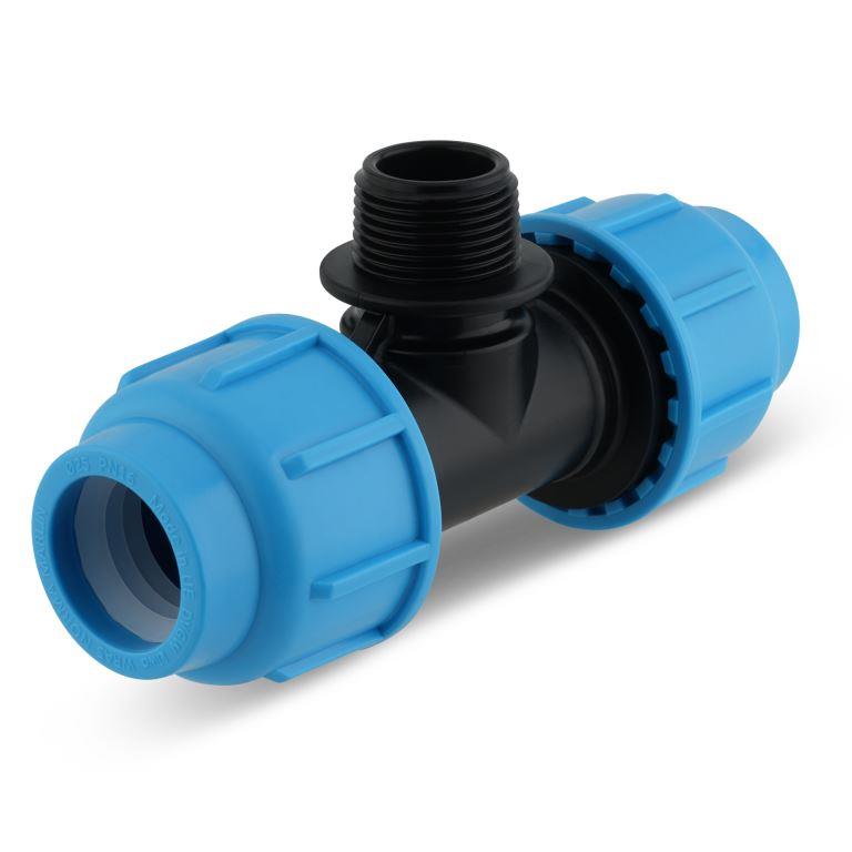 25mm MDPE Tee x ¾” Male BSP | Drainage fittings - www.drainagefittings ...